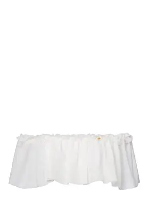 Balmain Off-shoulder Cropped Top - White