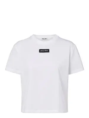 Miu Miu Logo Cotton T-shirt - White