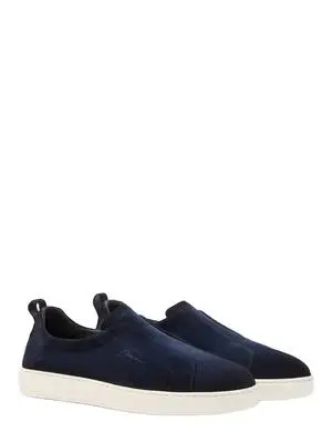 Santoni Suede Slip-on Sneakers - Blue