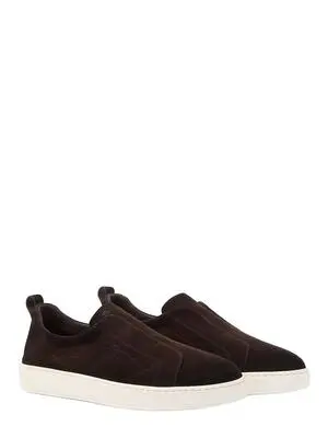 Santoni Suede Slip-on Sneakers - Brown