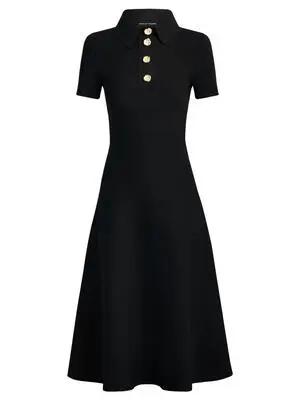 Scanlan Theodore Crepe Knit Poppy Shirt Dress - Black