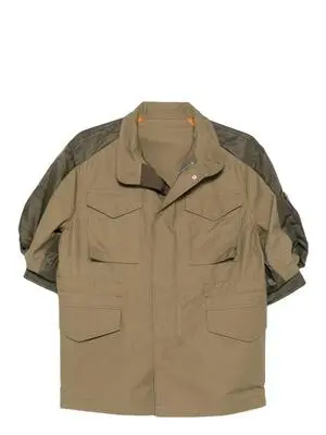 Sacai Military Jacket With Paneled Design And Drawstring Waist - Green