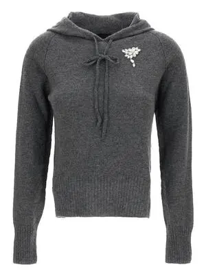 SIMONE ROCHA SIMONE ROCHA Grey Cashmere Knitwear Jumper With Crystal And Pearl Embroidery