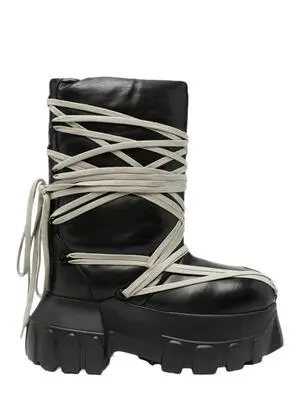 Rick Owens Leather Wrap-around Platform Boots - Black