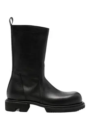 Rick Owens Leather Side Zip Boots - Black