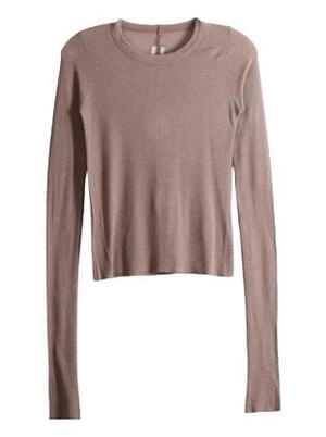 Rick Owens Ribbed Cropped Long Sleeve Tee - Grape