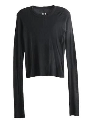 Rick Owens Rick Owens Cropped Rib Long Sleeve Tee Shirt Black