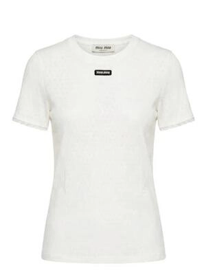 Miu Miu Pointelle Knit Top - Bianco