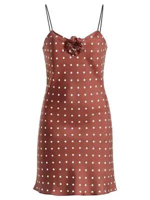 RODARTE Polka Dot Silk Mini Dress - Brown