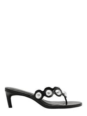 Cult Gaia Anora Leather Sandals With Silver Embellishments - Black