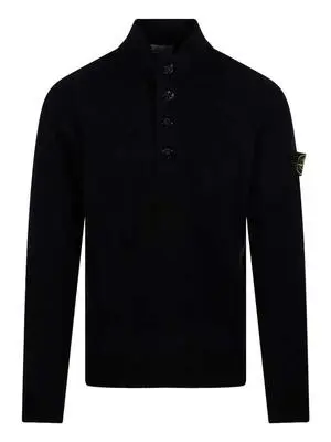 Stone Island Button-detail High-neck Sweater - Black