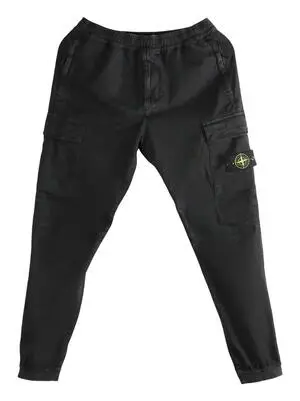 Stone Island Cargo Pants With Drawstring Waist - Black