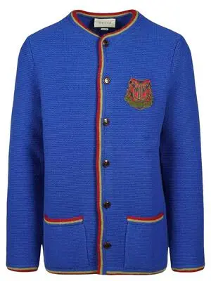 Gucci Embroidered Emblem Cardigan - Blue
