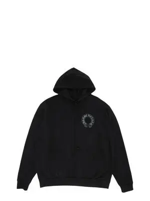 Chrome Hearts Horseshoe Floral Sleeve Hoodie - Black