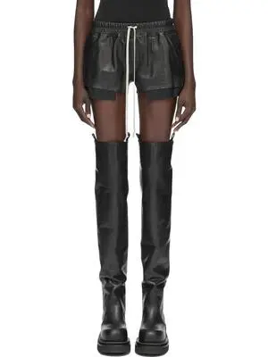 Rick Owens Wool Shorts With Side Slits And Drawstring Waist - Nero