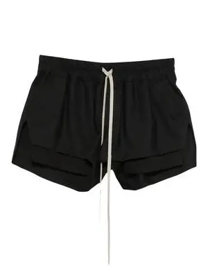 Rick Owens Wool Shorts With Side Slits And Drawstring Waist - Nero