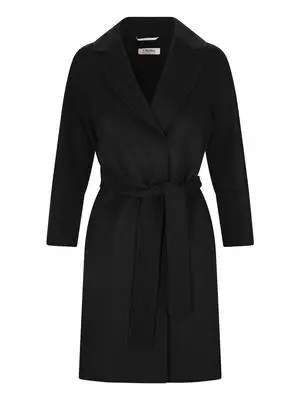 Max Mara S MAX MARA Virgin Wool Belted Coat Nero