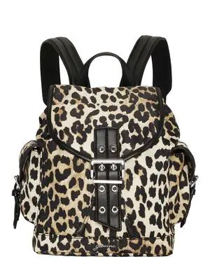 GANNI Leopard Print Nylon Bucky Backpack - Mixed