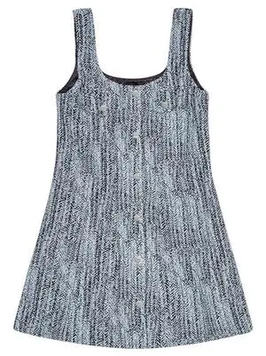 GANNI Cotton Tweed Mini Dress - Blue