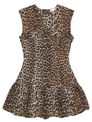 GANNI GANNI Leopard Print Cotton Mini Dress