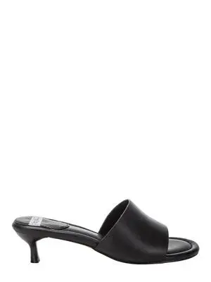 RAG & CO Vizzini Leather Kitten Heel Sandals - Black