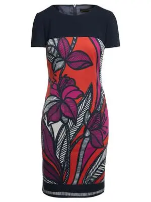CONQUISTA Floral Knee-length Dress - Blue/red