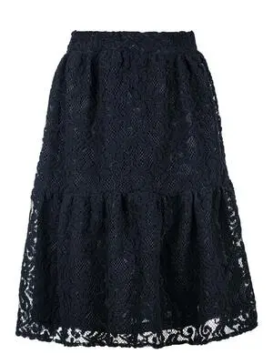 CONQUISTA Lace Jacquard Midi Skirt - Black
