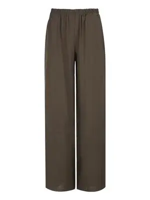 CONQUISTA Khaki Elegance Wide-leg Trousers - Green