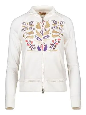 CONQUISTA Ecru Zip Cardigan With Pouch Pockets - Beige