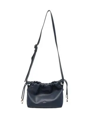 A.p.c. Navy Smooth Grain Shoulder Bag With Gold-tone Hardware - Blue
