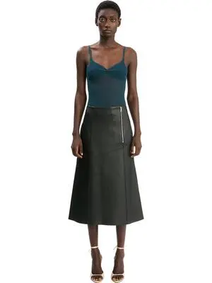 Victoria Beckham Panelled Leather Midi Skirt - Black