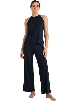 HAVEN WELL WITHIN Rib Knit Wide Leg Pants - Nightfall