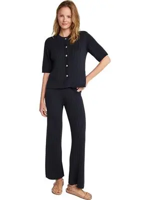 HAVEN WELL WITHIN Haven Well Within Organic Cotton Ribbed Wide Leg Pants Nightfall