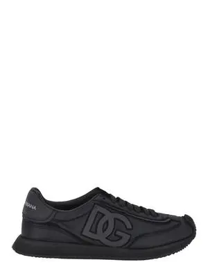 Dolce & Gabbana Leather Sneakers With Suede Inserts - Black