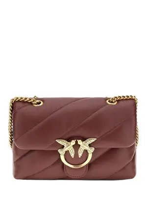 Pinko Pinko Love Mini Puff Leather Shoulder Bag Bordeaux
