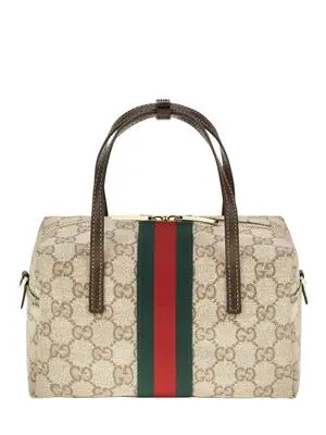 Gucci Gucci Mini Boston Handbag With Web Stripe Beige