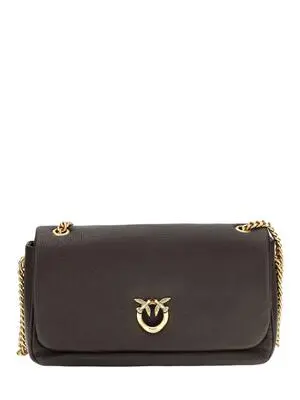 Pinko Love Birds Click Soft Horizontal Leather Shoulder Bag - Brown