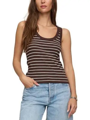 Z Supply Rowe Striped Scoop Neck Tank - Dark Chocolate