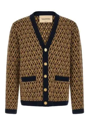 VALENTINO Valentino V-Neck Cardigan With "Toute La V" Jacquard Pattern