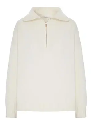 Max Mara Half-zip Long-sleeved Jumper - White