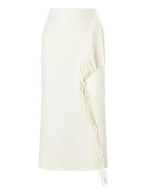 LANVIN Fringed Wool-blend Midi Skirt - White