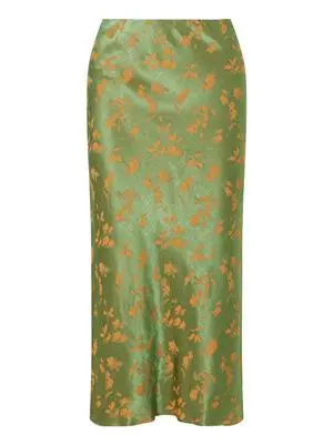 DRIES VAN NOTEN Dries Van Noten Floral Print Satin Midi Skirt