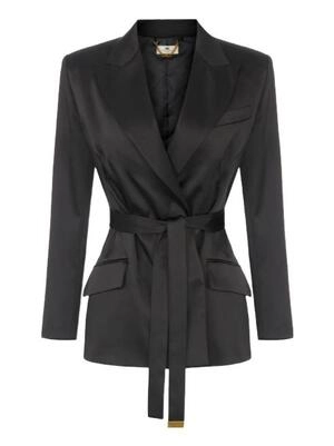 Elisabetta Franchi Belted Satin Jacket - Black