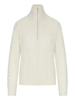 Max Mara Zip Detailed High Neck Jumper - White