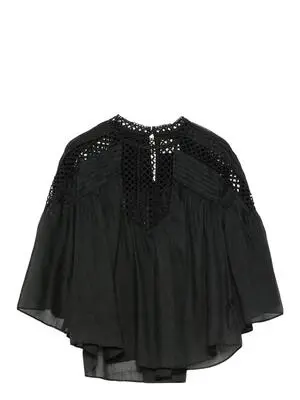Isabel Marant Étoile Parina Lace-trimmed Woven Blouse - Black