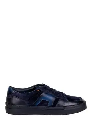 Santoni Round-toe Lace-up Sneakers - Black