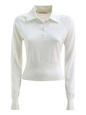 Givenchy Cotton And Silk Long Sleeve Polo - White