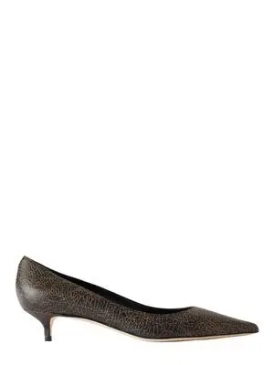 JIMMY CHOO Amelia 30 Crinkled Leather Pointed Toe Pumps - Black