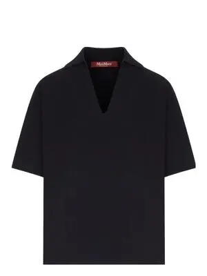 Max Mara Collared Short-sleeve Knit Top - Black