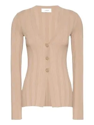 Sportmax Long Sleeve V-neck Button-detailed Knit Top - Beige